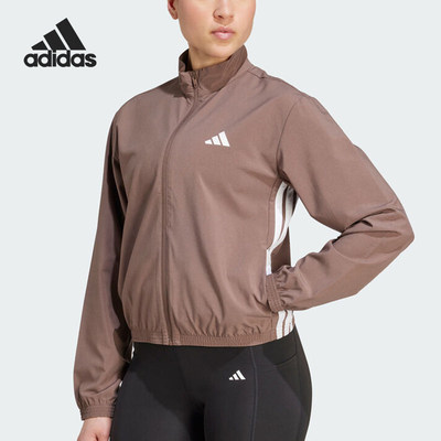 Adidas/阿迪达斯官方正品新款女棕白色训练轻盈防风夹克JY2143