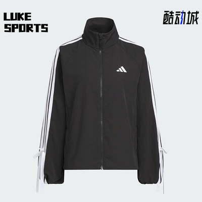Adidas/阿迪达斯正品DANCE WB 1女士宽松蝴蝶结三条纹外套KT5003