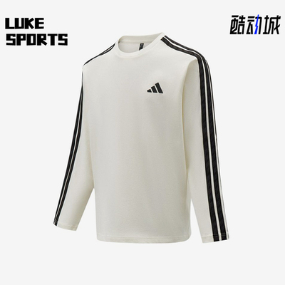 Adidas/阿迪达斯正品3STLS新款男米白黑色休闲长袖T恤KR2536