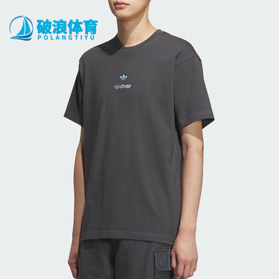 阿迪达斯印花三叶草运动短袖T恤