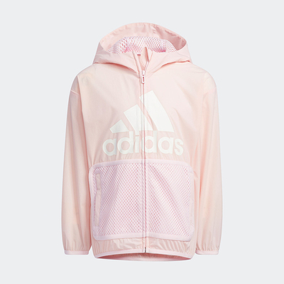 Adidas/阿迪达斯正品2025小童拉链运动弹力梭织连帽外套GP0380