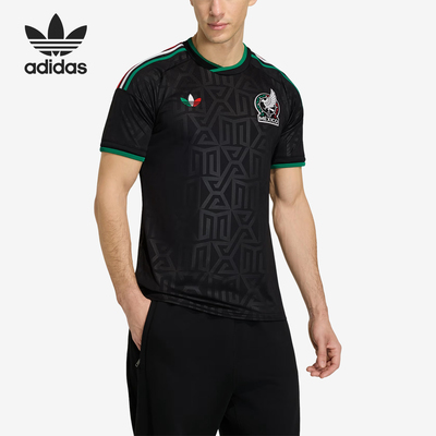 Adidas/阿迪达斯官方正品三叶草男士刺绣印花运动针织短袖JL8545
