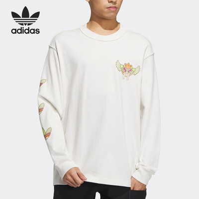 Adidas/阿迪达斯官方正品三叶草新款男女休闲运动长袖T恤IK8654