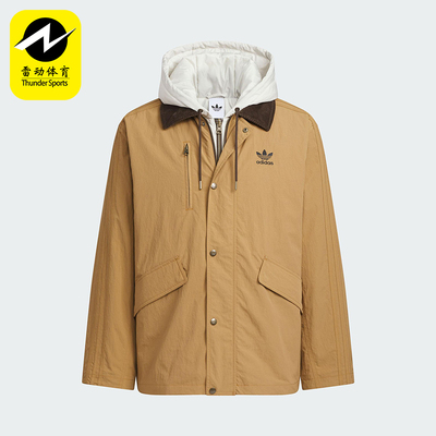Adidas/阿迪达斯正品三叶草男士休闲连帽保暖二合一棉服KW1241