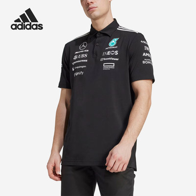 Adidas/阿迪达斯官方正品TEAMS25新款男黑白色短袖Polo衫JW5391