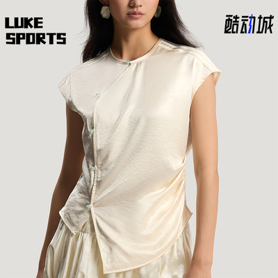 Adidas/阿迪达斯正品三叶草女士新中式缎面经典休闲短袖T恤KY5745