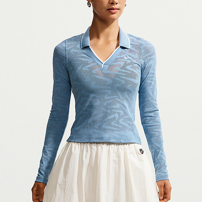Nike/耐克正品女士运动休闲LOGO舒适翻领长袖T恤IM8390-486