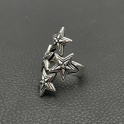 s925纯银高级感复古四连星戒指男欧美个性做旧cody sanderson指环