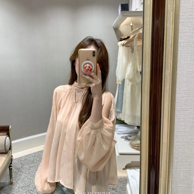 甜甜小众轻奢Ystudio塞纳浮光白色露肩雪纺上衣温柔风小衫2733