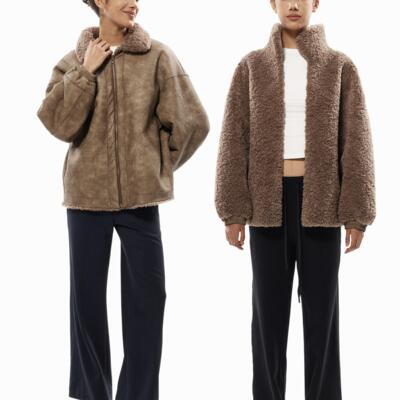 廓形做旧两面穿毛毛外套