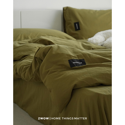 四件套全棉水洗工艺纯色北欧