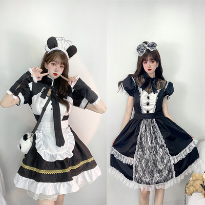 日系黑白女仆装洛丽塔女佣连衣裙