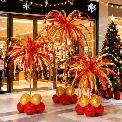 2026新年氛围烟花气球立柱布置