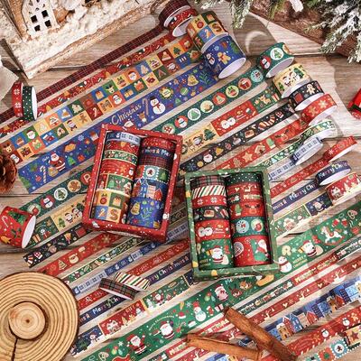 12 rolls Vintage Christmas Washi Tape Set 4 Sizes Decorative