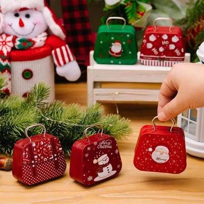 Metal Square Mini Christmas Candy Gift Box Leather Bag Chris