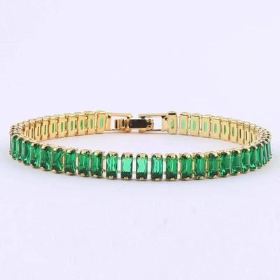 Green Shiny Charm CZ Tennis Bracelet for Women Crystal Zirco