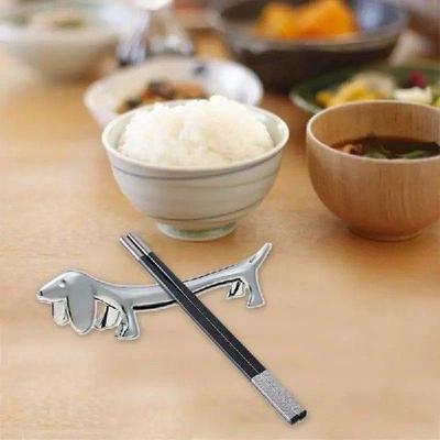 Stainless Steel Chopstick Rests Silver Dog Shape Chopstick