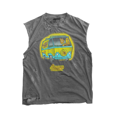 史酷比ScoobyDoo美式童年复古卡通亚比水洗砍袖背心做旧街头潮流