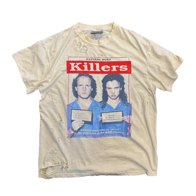 1994 Black Humor Crime Natural Born Killers哥特水洗短袖破洞