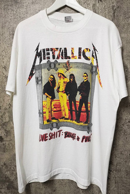 白色款！金属乐队Metallica1993专辑Live Shit Binge＆Purge短袖T