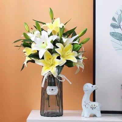 Real Touch 65cm Artificial Lily Flower 3 Heads Silk Fake