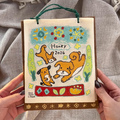 尼泊尔手工日历台历2026新款创意家居挂历涂鸦插画装饰挂件送朋友