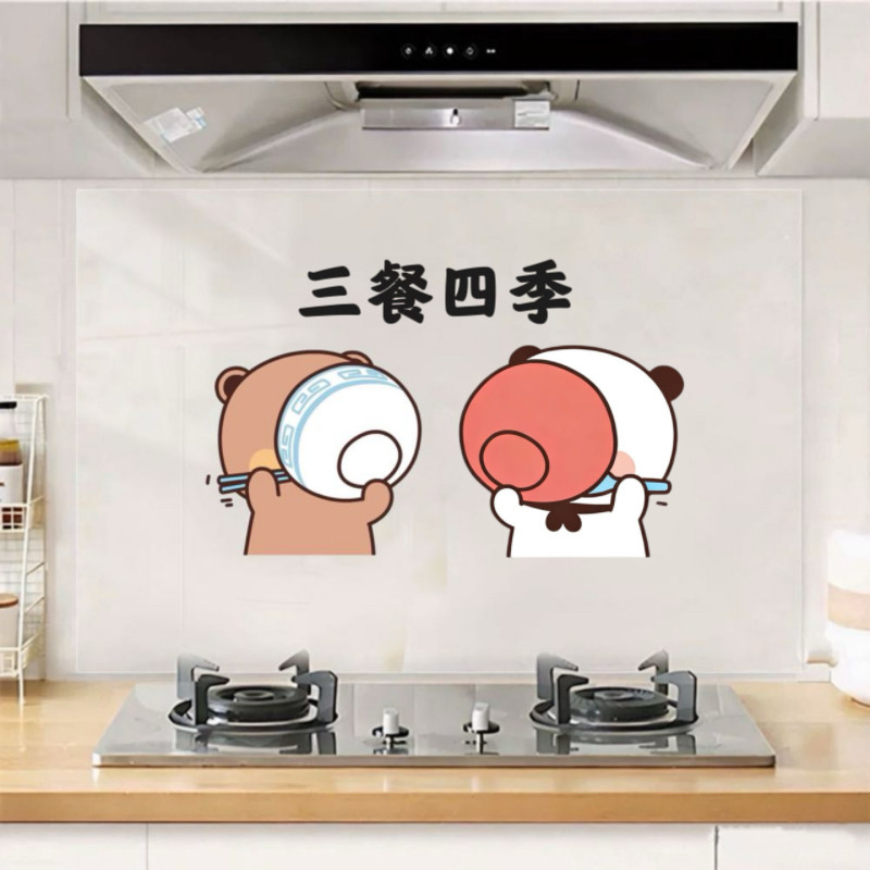 厨房防油防高温贴纸静电墙贴灶台油烟机瓷砖墙面防水防火贴膜墙纸