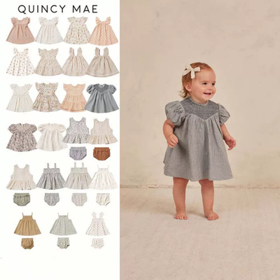 现货 美国Quincy Mae女童森系文艺QM分体宝宝婴儿爬爬连衣裙