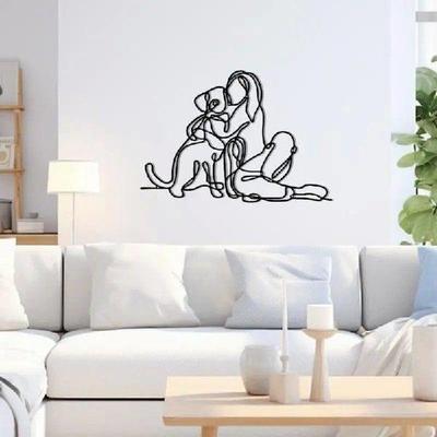 Metal Wall Art Dogs Iron Minimalist Sculpture 18x12 Inches