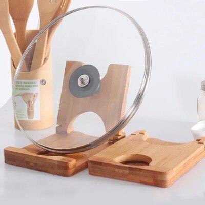 Folding Bamboo Pot Lid Rack Cutting Board Storage Holder