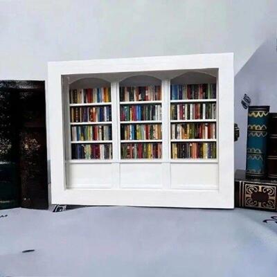 Mini Decorative Bookcase Miniature Library Toy for Anxiety