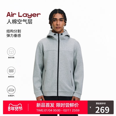 RASS混纺空气层结构开衫卫衣 潮牌新款休闲宽松情侣连帽拉链外套