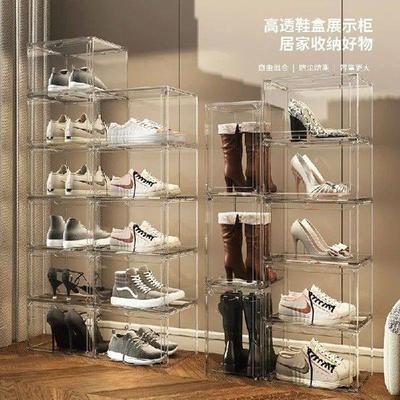 Transparent magnetic side-opening multi-layer bag and shoe