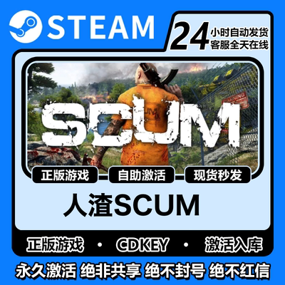 team正版人渣 SCUM 激活码cdk电脑游戏pc生存全球区永久激活入库