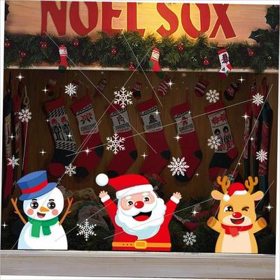 Christmas snowman Elk white snow glass static sticker贴画