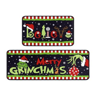 Christmas Grinch Green Haired Monster Kitchen Absorbent Mat