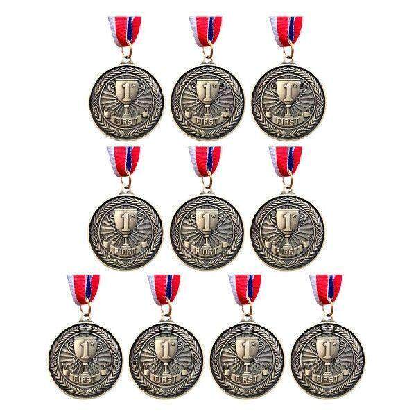 10Pcs Gold/Silver/Bronze Medal Award Medals with Neck