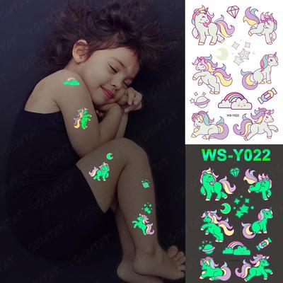 Luminous Night Tattoo Stickers For Children Unicorn Stars Te