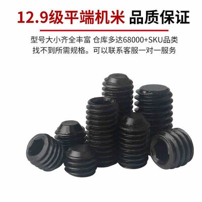 固万基12.9级平端紧定螺丝DIN913内六角基米螺钉无头机米顶丝GB77
