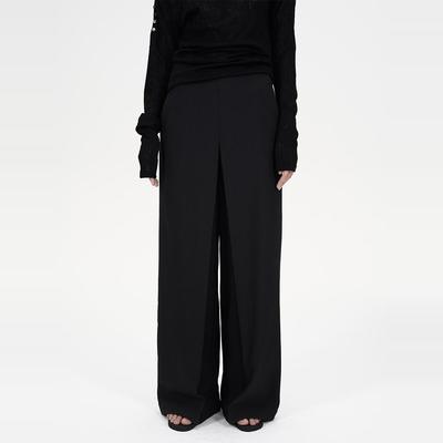 前片折叠休闲西装裤直筒