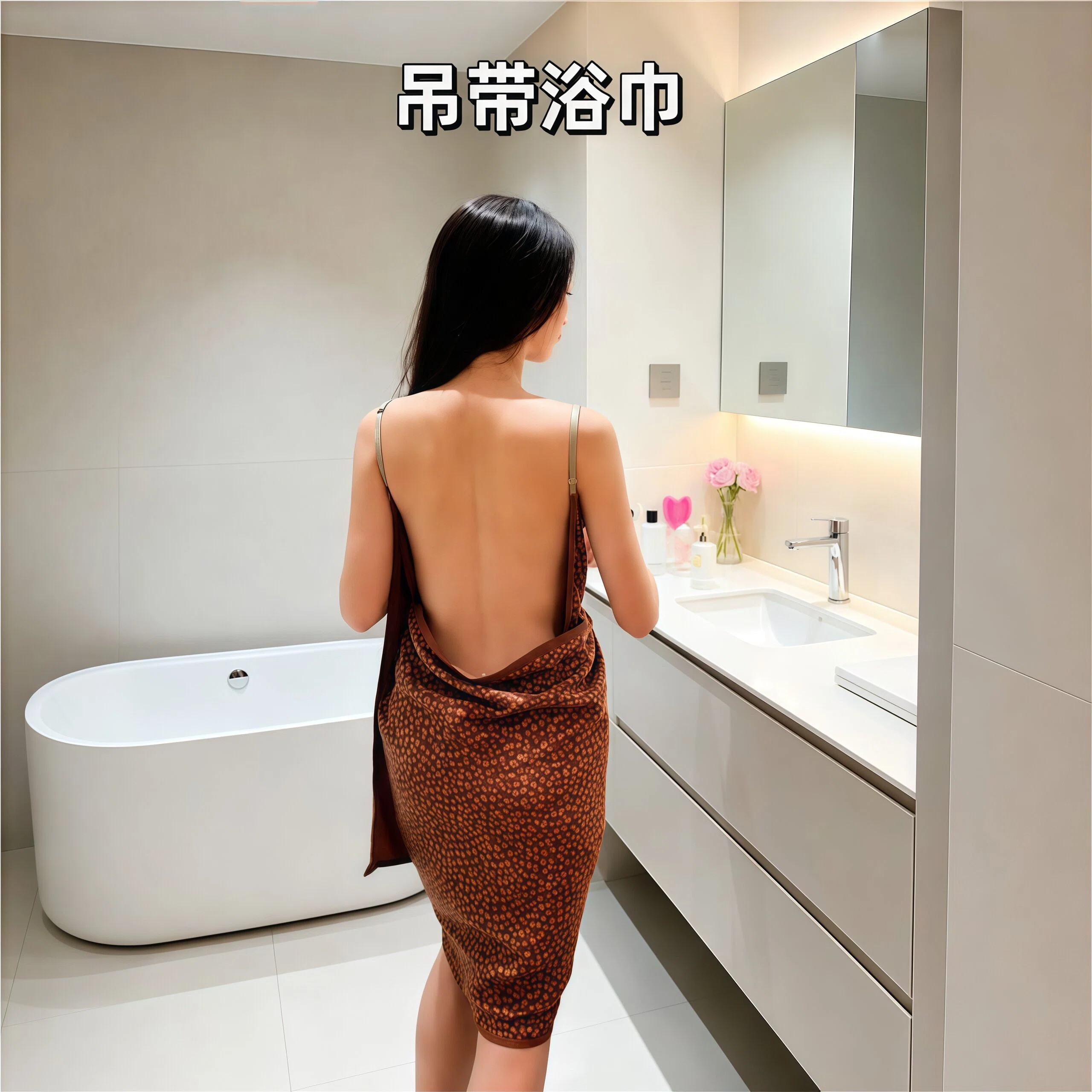 【纯欲性感】可穿式浴巾纯棉成人吊带浴裙新款吸水速干一片式浴袍