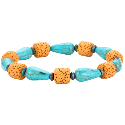 XXOFF度假风火山岩绿松石手链