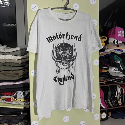 Motömhead头戴面罩复古Y2K摇滚vintage做旧朋克街头潮牌短袖T