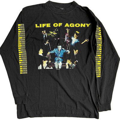 240g！罕见重磅破坏tee！Life of Agony另类金属摇滚高街长袖T恤