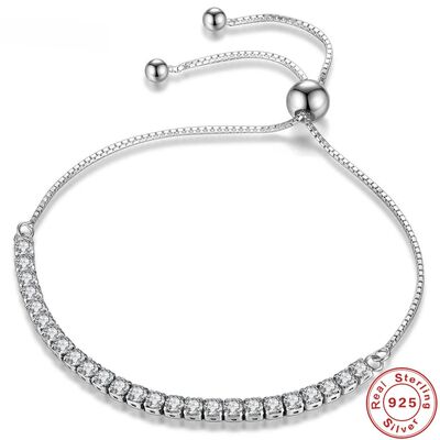 925 Sterling Silver Bracelet Love Elegant Zircon Tennis  Cry