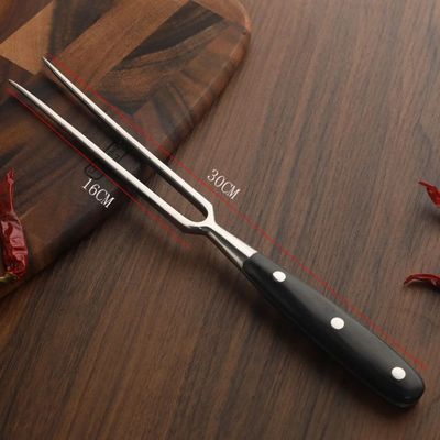Stainless Steel Barbecue Fork With Wooden Handle Beef Portab