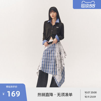 【啄木鸟伍迪联名】BEASTER格纹不对称半身裙女25新款高级感裙子