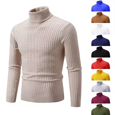 Vintage Simple Solid lor Turtleneck Base Men's Inner Wear Ou