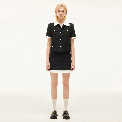 1A3401撞色短裙小香风