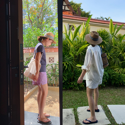 白色薄款宽松显瘦松紧腰休闲短裤